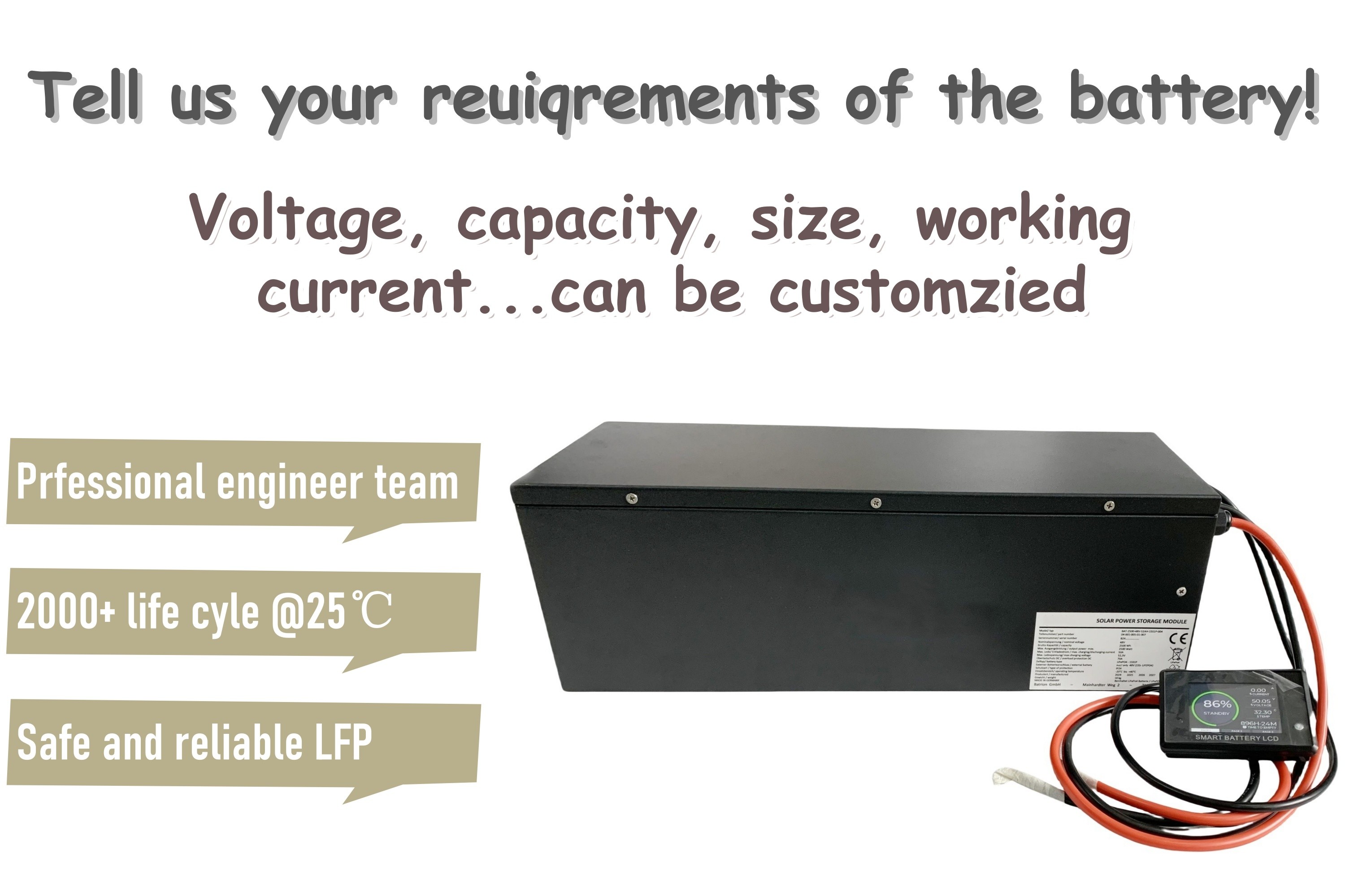 Efficient Wall-mounted Lipo Battery Off-grid 48v 52ah Balcony Energy ...